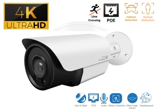 4K 8MP IP Indoor/Outdoor Human/Vehicle Detect/Line Crossing Infrared ...