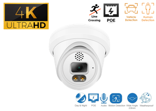 4K 8MP Turrent IP Indoor/Outdoor Human/Vehicle Detect/Line Crossing ...