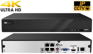 4 Port 4K 8MP HD Network Video Recorder built in PoE with Support for ...